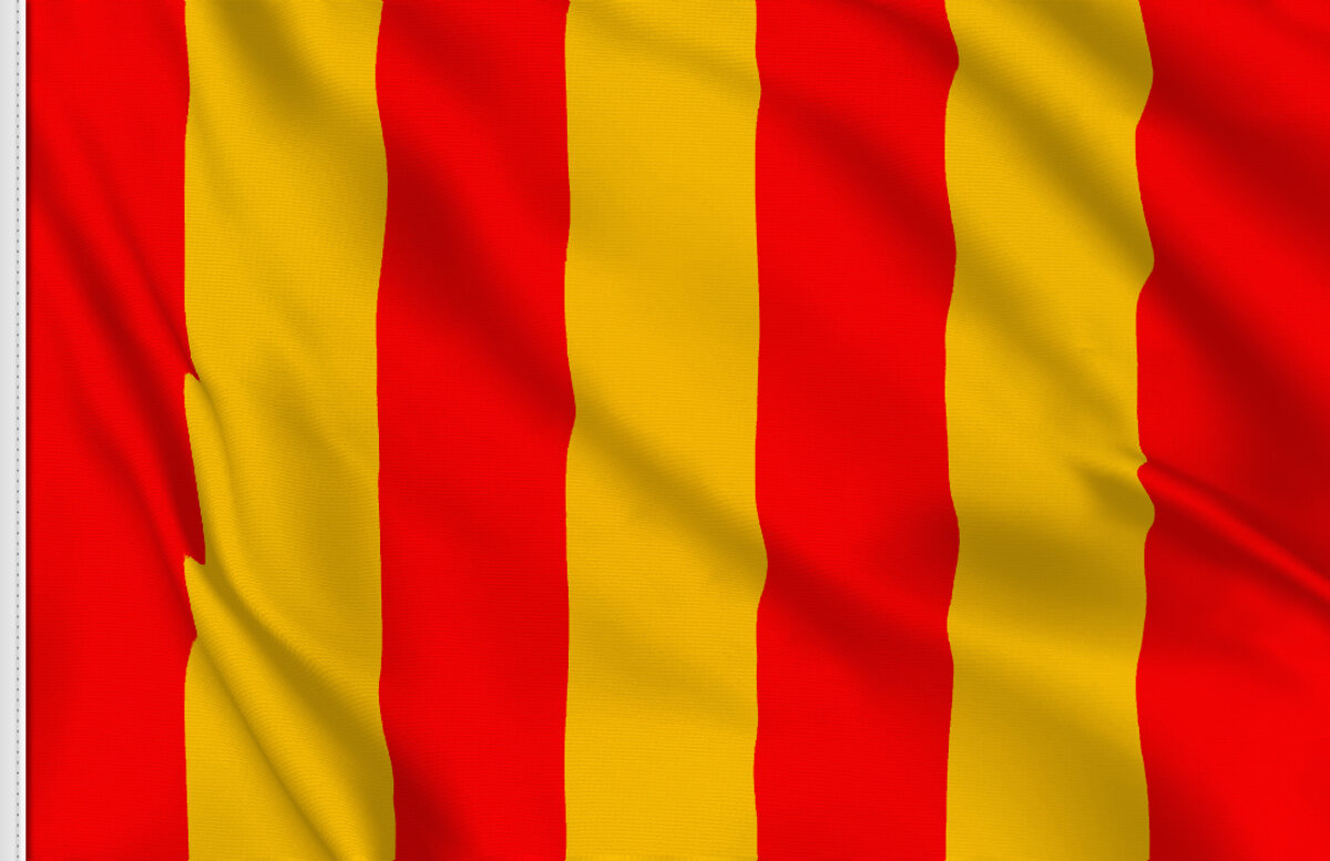 Drapeau de course à bandes rouges et jaunes - Vente | Flagsonline.fr